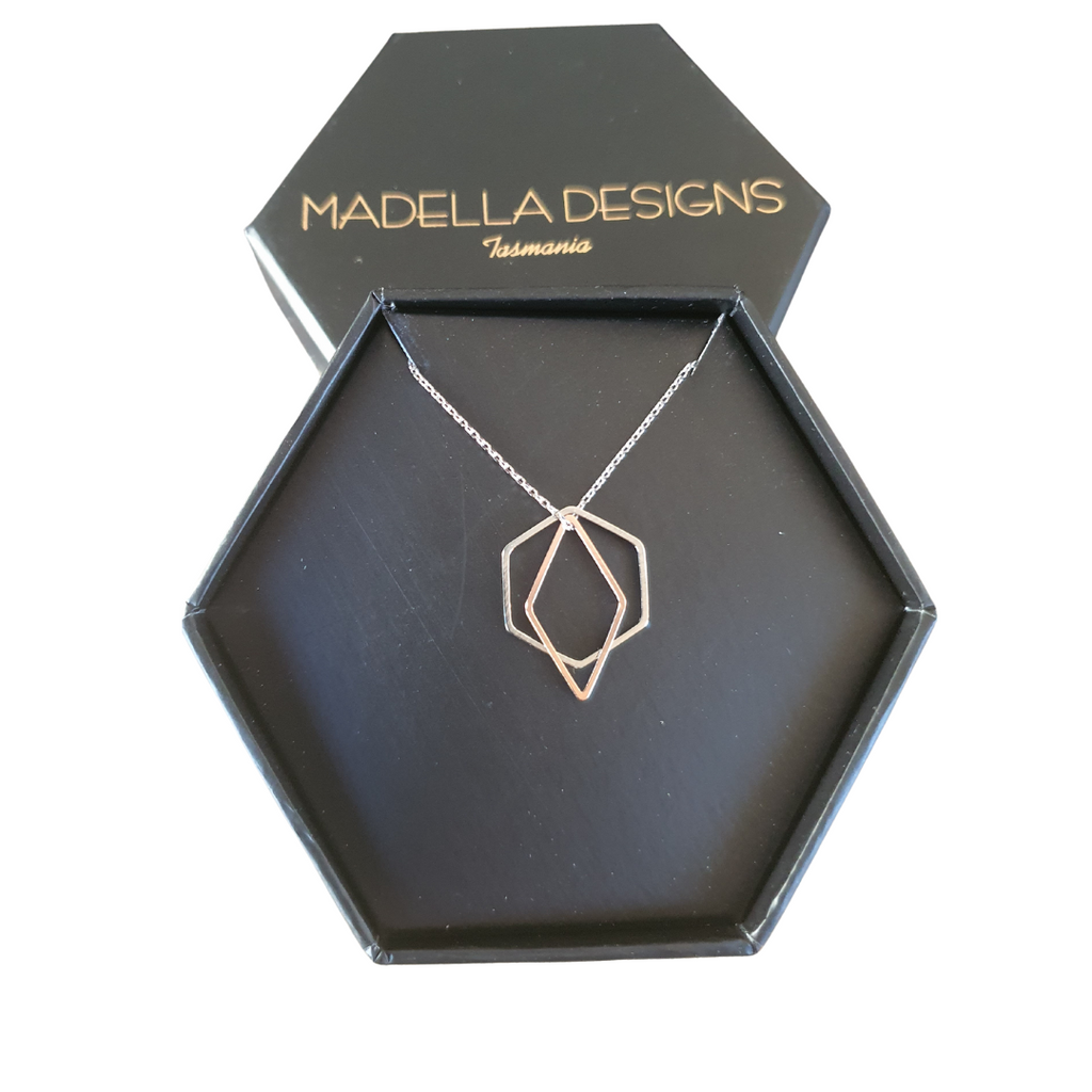 New GEO rose gold & silver necklace – Madella Designs