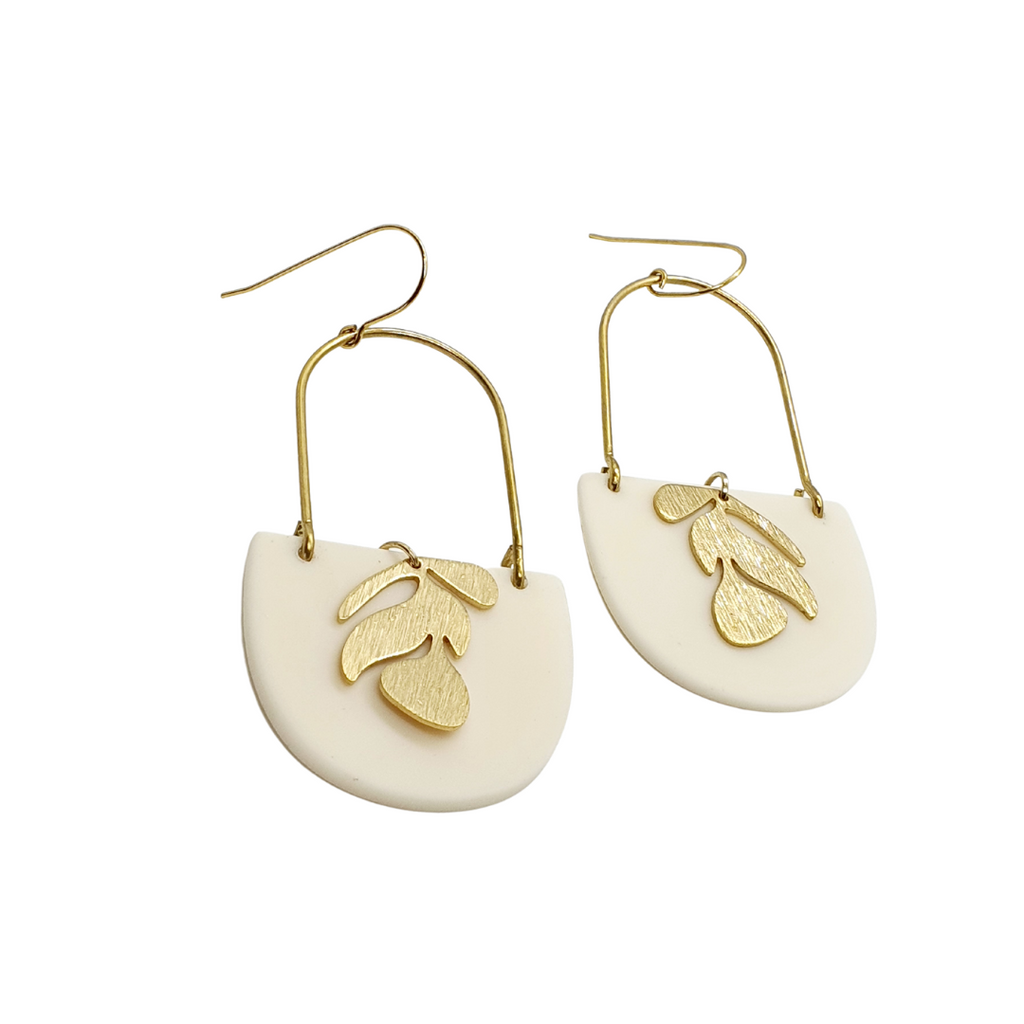 Eva classic ivory colour dangles with a splash of gold – Madella Designs