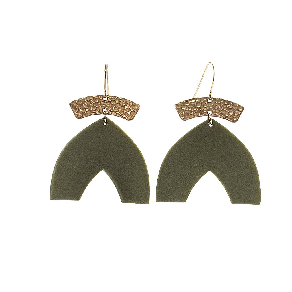 Nova olive green & textured gold dangles – Madella Designs